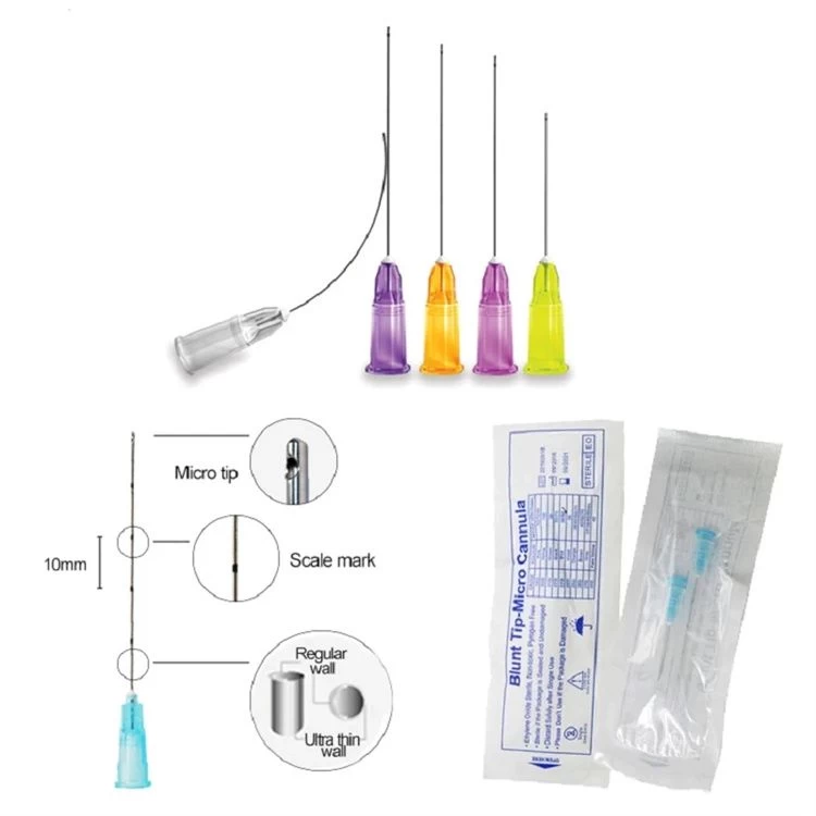 Buy Medical Sterile Microcannula 25g 50mm 70mm Blunt Tip Micro Cannula ...