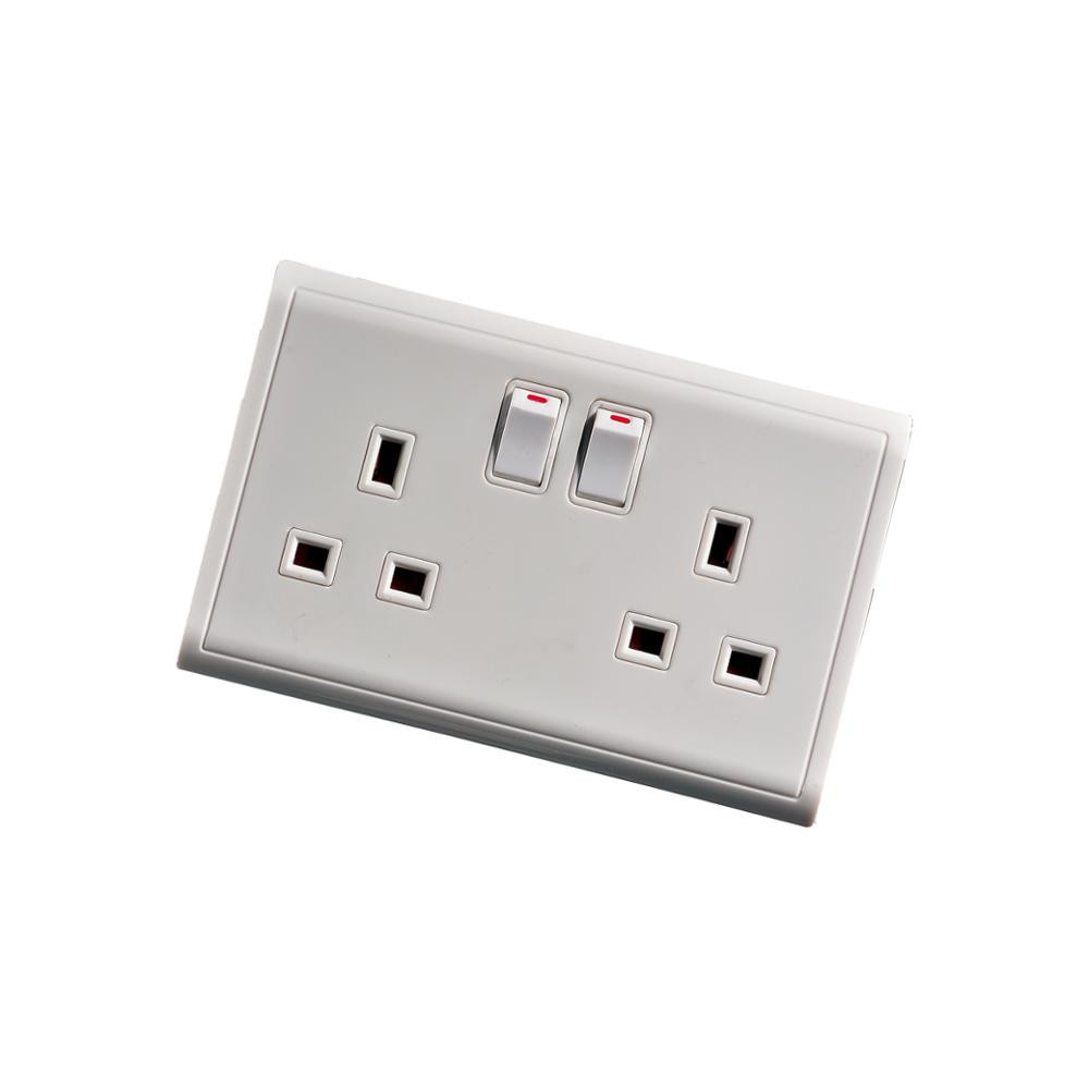 Buy 13a Uk Wall Switch Double 6 Pin Plug And Socket from Heshan City ...