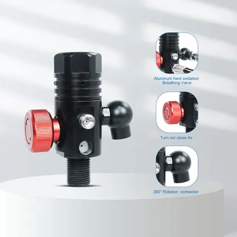 Buy 1l Gas Cylinder Valve Head Full Face Two Tubes Black Mask Regulator ...