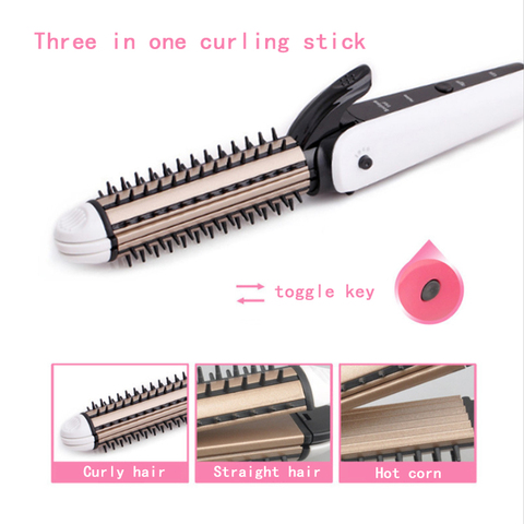 Buy 3 In 1 Straight/curl/corn Curls Hair Curler Electric ...