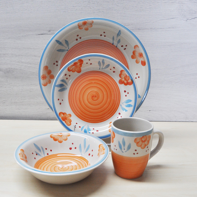 Buy Ceramic 4-piece Kitchen Dinnerware Set Plates Bowl Mug ,hand ...