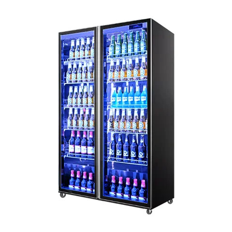 Buy Commercial Beer Bar Fridge Display Glass Double Door Display ...