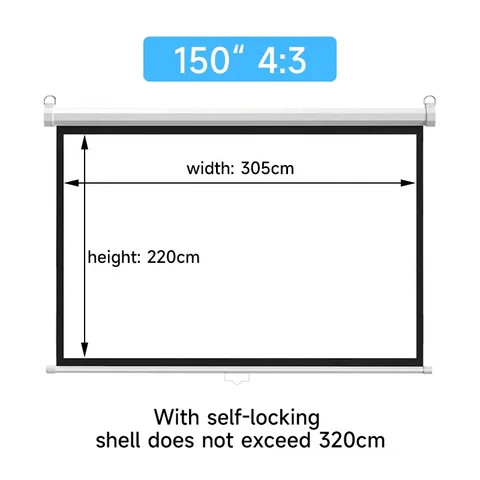 Buy Customizable 4 3 Pull Down Projector Screen 4k 150 Inch Manual Self ...