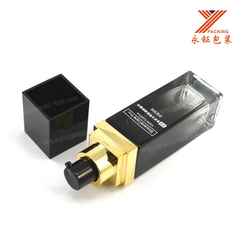 Buy Empty Matt Foundation Bottle With Pump Square Black Serum ...