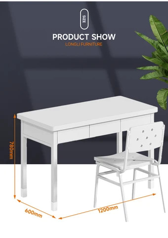 Buy Home Metal Study Writing Table Office Steel Meeting Work Desk With ...
