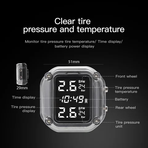 Buy Motorcycle Tpms Magnetic Charging Tire Pressure And Temperature ...