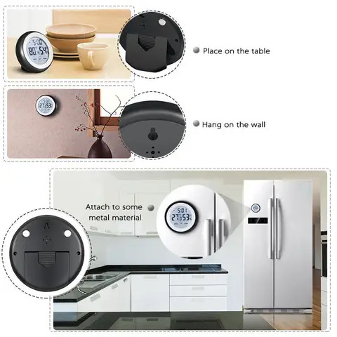 Buy New Round Temperature And Humidity Alarm Clock Touch Clock Home ...