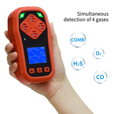 Buy Portable Multi Gas Detector 4-gas Monitor (lel, O2, Co, H2s), Rechargeable Battery, Biogas ...