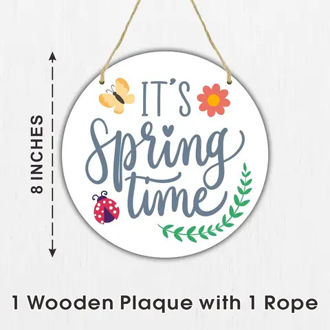 Buy Round Wooden Hanging Door Sign Its Spring Time Minimal Theme ...