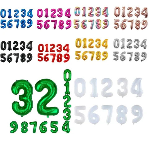 Buy Wholesale 32 Number Balloons - Green_blue_pink_red_black_rose Gold ...