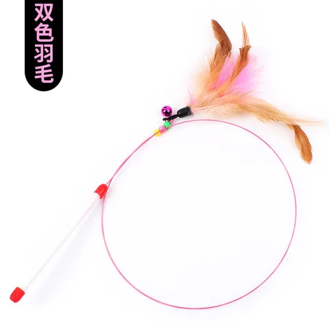 Buy Yoshi Pet Interactive Bells Teaser Steel Wire Feather Cat Teaser ...