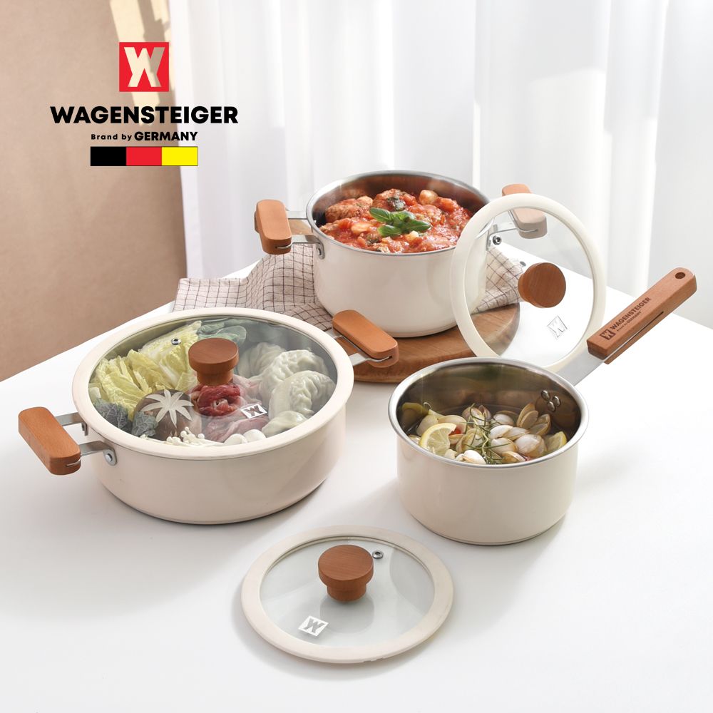 Buy 3-piece Ceramic Coated Stainless Steel Cookware Set With Tempered ...