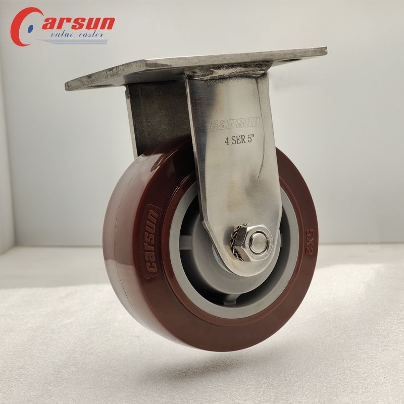 Buy Heavy Duty Industrial Casters 5 Inch Red Pu Casters 304 Stainless ...