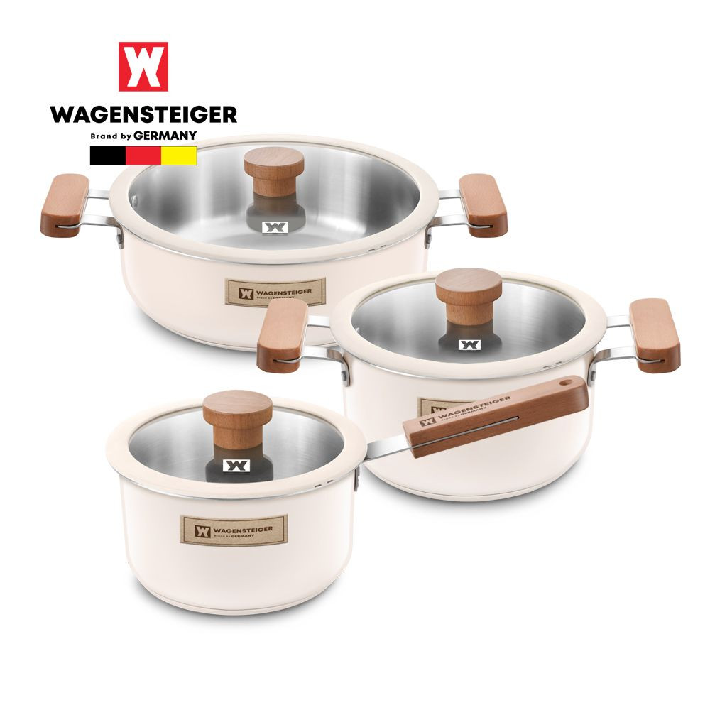 Buy 3-piece Ceramic Coated Stainless Steel Cookware Set With Tempered ...