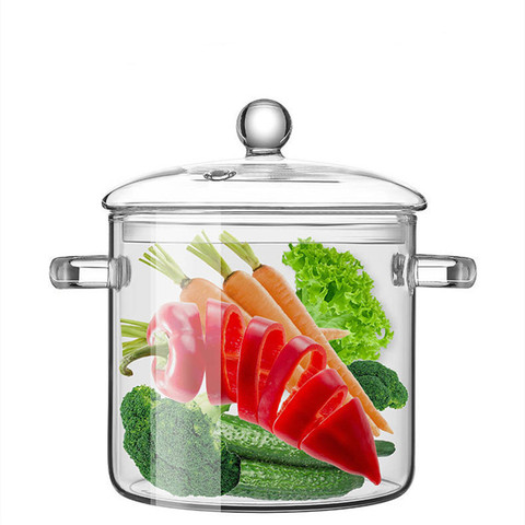 Buy 1900ml Transparent Clear Pyrex Glass Cooking Pot Heat Resistant ...
