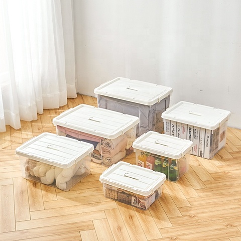 Buy 25l Plastic Storage Box With Tote And Latched Lid Customized Color ...