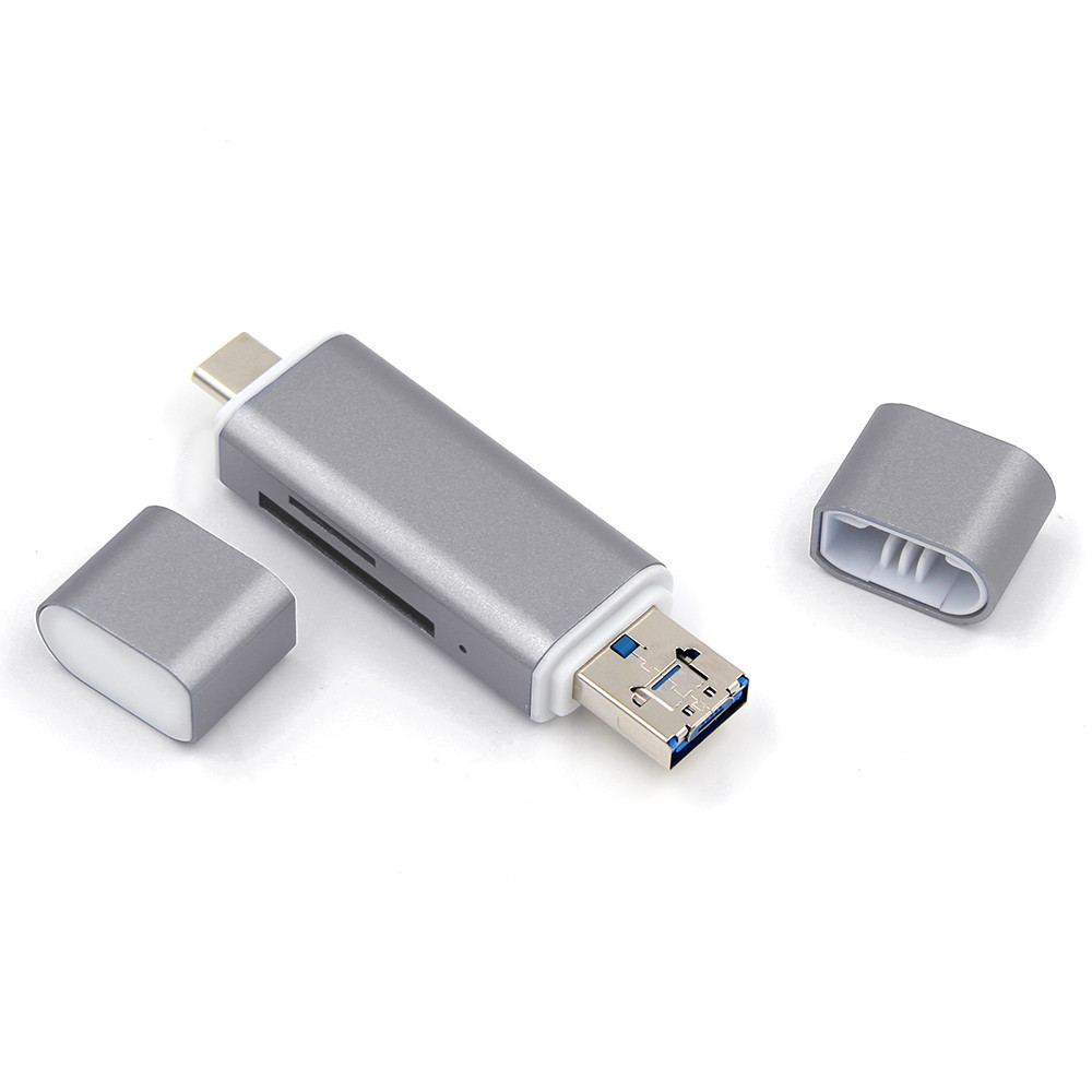 Buy Aluminum Alloy 3 In 1 Otg Card Reader Type C Micro Usb Multi ...