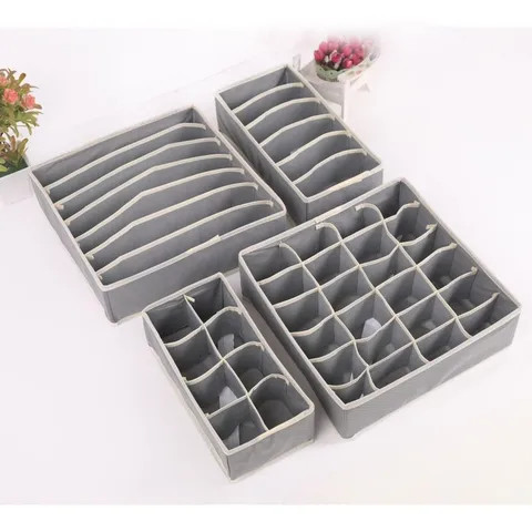 Buy Bra Sock Drawer Style Underwear Storage Box 4-piece Set Non-woven ...