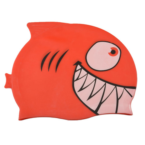 Buy Cartoon Shark Shape Swimming Cap Children Silicone Kids Swimming ...