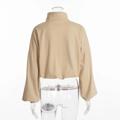 Buy Custom French Terry Plain Blank Loose Drop Shoulder Half Zip Crop ...