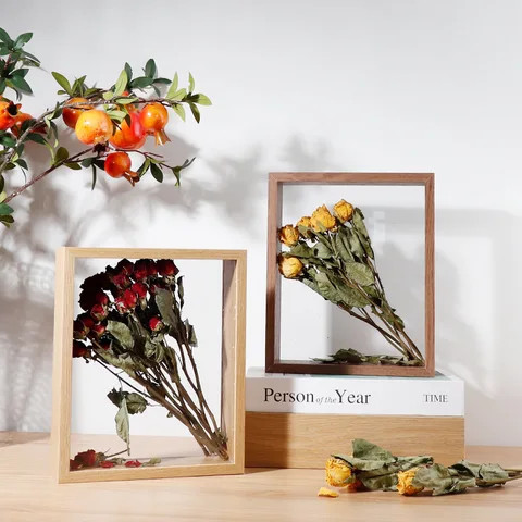 Buy Dried Flower Display Stand Decorative Floating Double Sided Glass ...