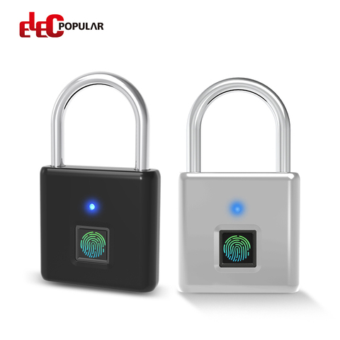 Buy Elecpopular Black Silver Type-c Rechargeable Fingerprint Lock Smart ...