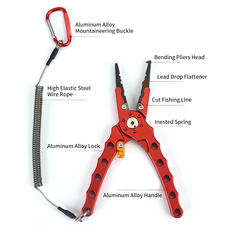 Buy Fish Pliers Sheath Retractable Tether Combo Braid Cutters Split ...