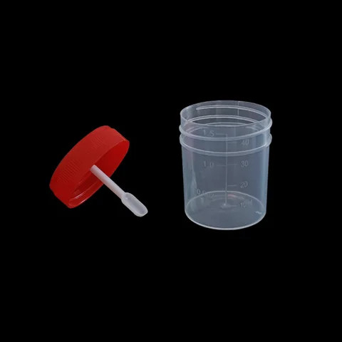 Buy Medical Screw Cap 40ml Specimen Collection Cup With Spoon Urine And ...