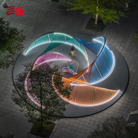 Buy Stainless Steel Revolving Structure Light Art Installation ...