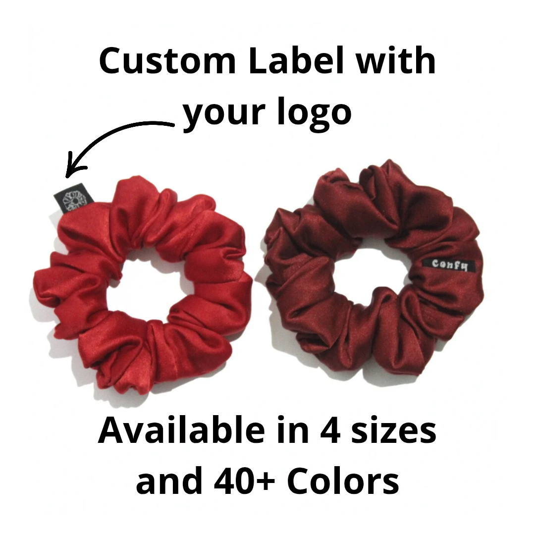 Buy Bulk Scrunchies With Custom Label Logo For Reseller Salon And Gift ...