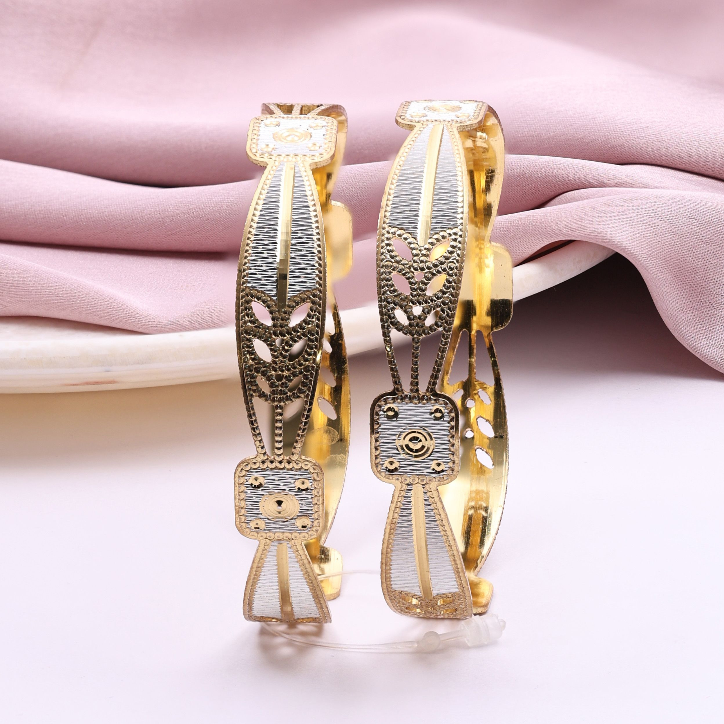 Buy Two-tone Plated Bangles, Luxury Bangles, Dual Tone Traditional ...