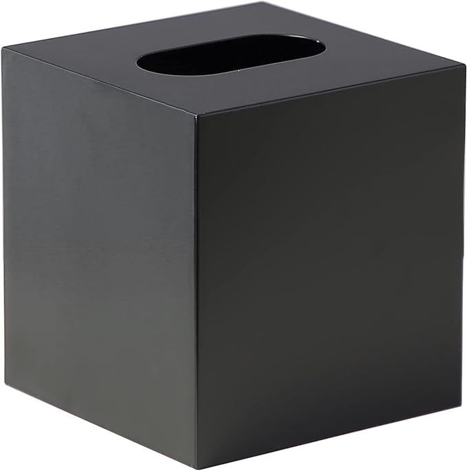 Buy Square Tissue Box Cover, Matt Black Tissue Box Holder, Modern ...