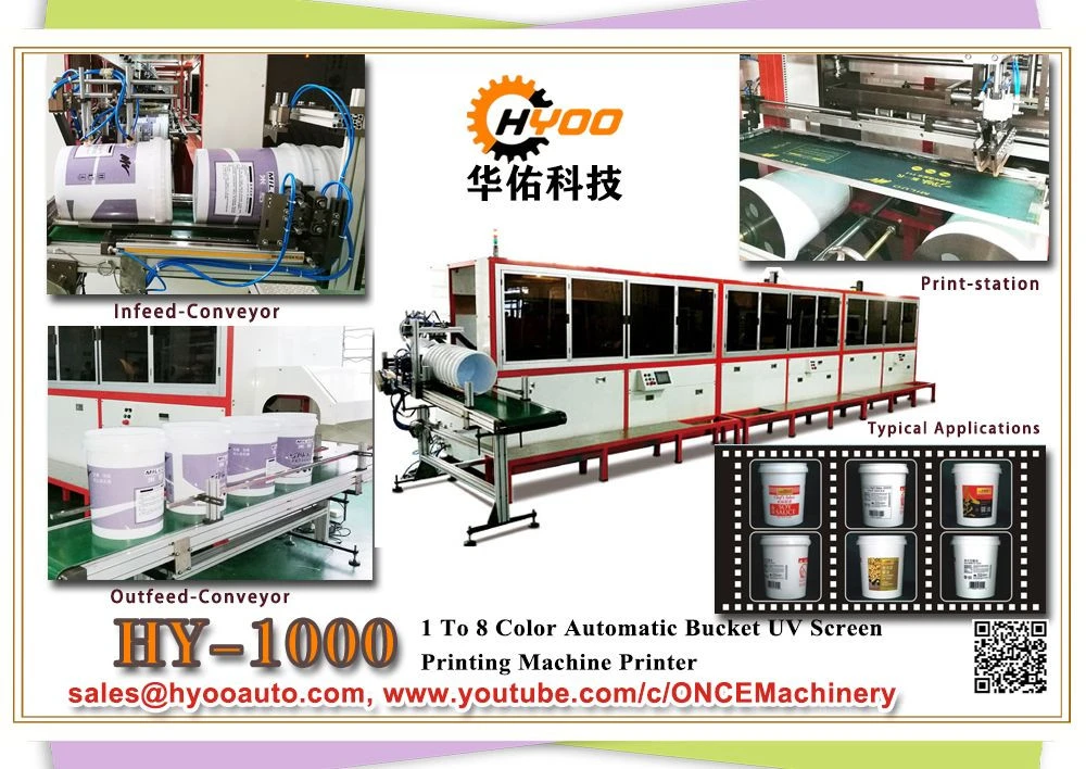 Buy Hy-1000: 1 To 8 Color Automatic Bucket Uv Screen Printing Machine ...