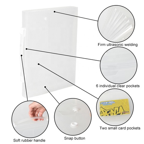 Buy 6 Pocket Clear Plastic Button Closure Expandable Folder Accordion ...
