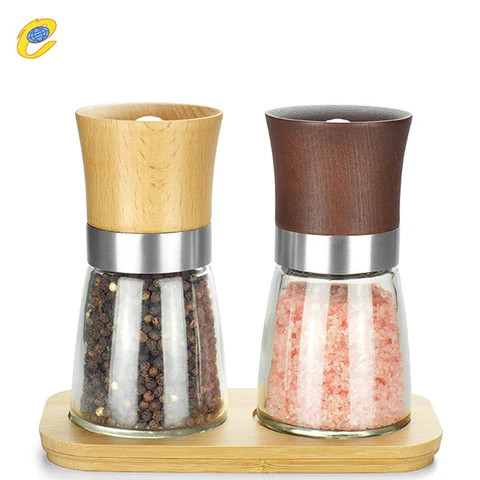 Buy Adjustable Coarseness Manual Glass Bottle Salt And Pepper Mill With ...