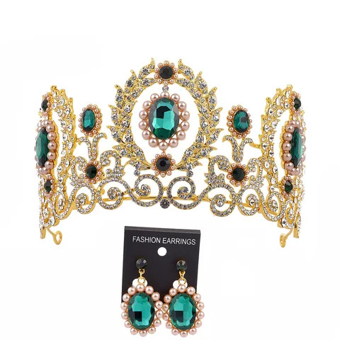 Buy Bridal Headdress Crown Earring Set Royal Themed Wedding Decoration ...