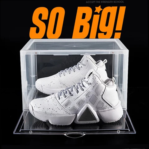 Buy Clear Transparent Large Shoe Storage Box Stackable Empty Shoe Boxes ...