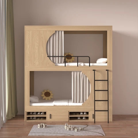 Buy Double Capsule Dormitory Bed Frame High Low Student Bunk Beds Queen ...