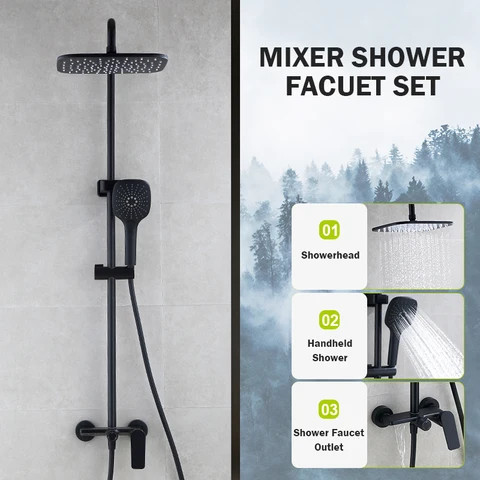 Buy Exposed Wall Mounted Brass Shower Mixer Set Bathroom Single Handle ...