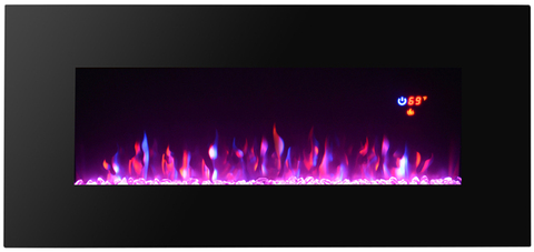 Buy 50 Inch Black Decorative Wall Mounted Long Electric Fireplace With ...