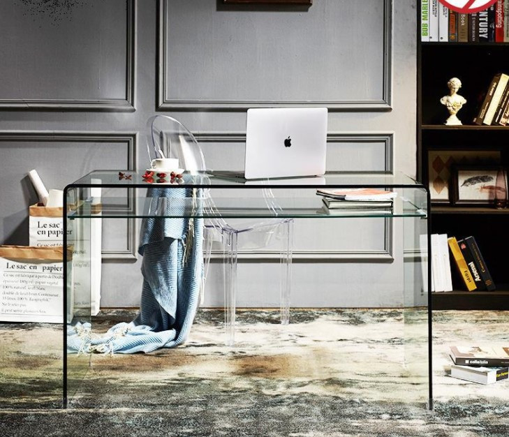 Buy Modern Living Room Hot Bend Glass Computer Table Furniture Simple ...