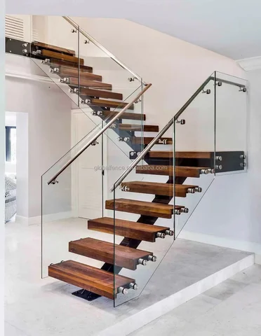 Buy Reilbu Open Riser Stair Indoor & Outdoor Steel Single Stringer from ...