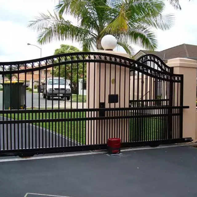 Buy Sliding Curved Gate Sliding Motor Auto Gate Black Aluminum Gate And ...