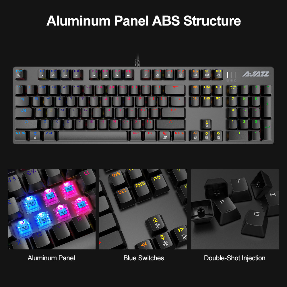 Buy Usb Wired Rgb Mechanical Keyboard Metal Panel Full Anti-ghosting ...