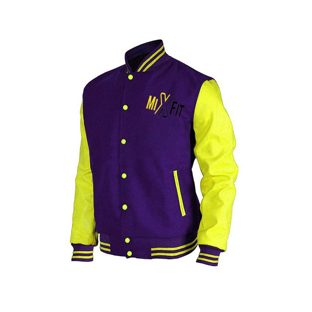 Buy Baseball Varsity Jacket Body Wool And Genuine Leather Sleeves from ...