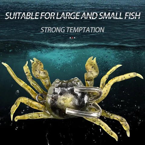 Buy 3d Simulation Rubber Crab Soft Lures With Double Hook Sea Fishing ...
