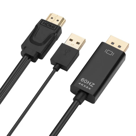 Buy 4k@60hz Hdmi To Displayport Adapter/converter Hdmi Male+ Usb2.0 To ...