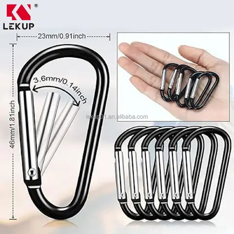 Buy Aluminum Carabiner D Ring 3" Caribeener Clips Spring Snap Hook ...