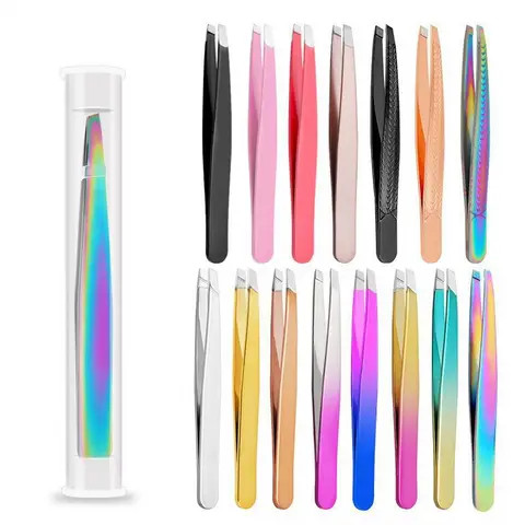 Buy Beauty Salon Equipments Eyebrow Tweezers Set Custom Color Slanted ...