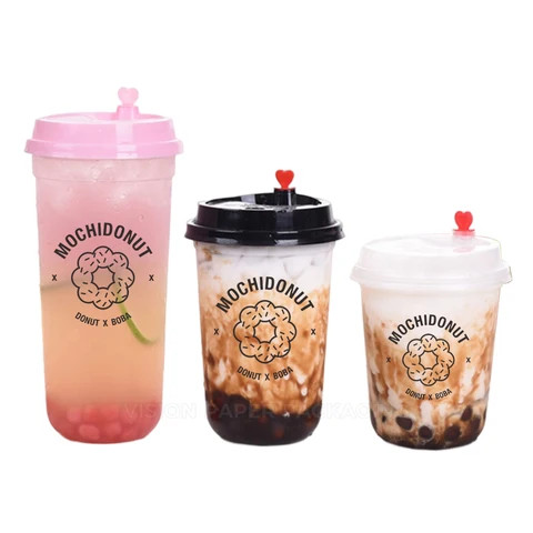 Buy Custom Print Bubble Tea Cups Disposable Clear Hard Pp Pet Plastic ...